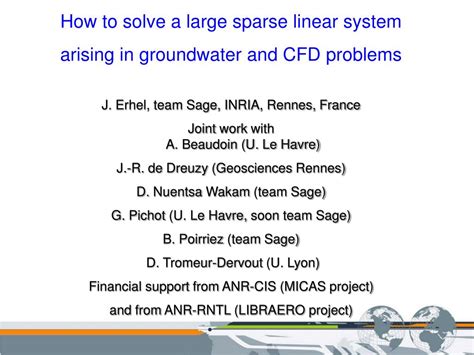 Ppt How To Solve A Large Sparse Linear System Arising In Groundwater