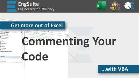 Commenting Code In Excel Vba Getting Started With Excel Vba Youtube