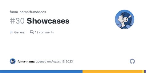 showcases · fuma nama fumadocs · discussion 30 · github