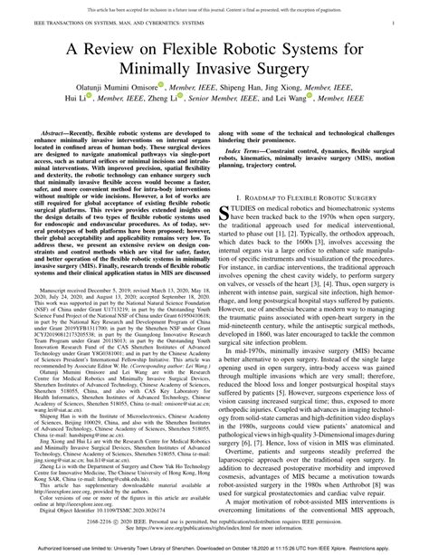 Pdf A Review On Flexible Robotic Systems For Minimally Invasive Surgery