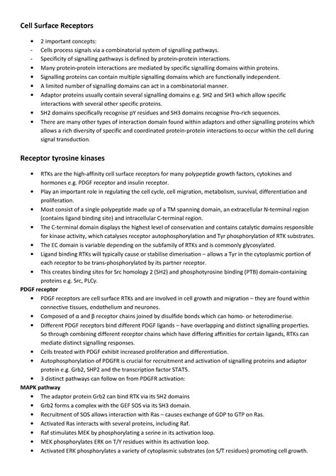 Revision Notes Cell Signaling E Cell Surface Receptors Cell Surface Receptors 2 Important
