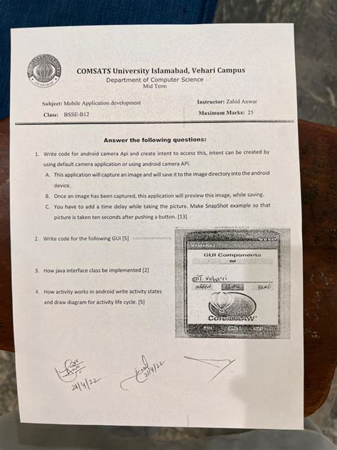 Mobile Application Development Past Question Paper University Cuitutorial