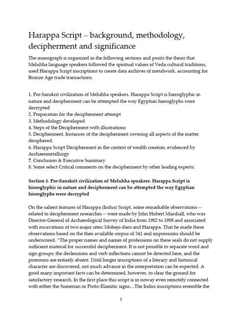 Harappa Script Background Methodology De Pdf