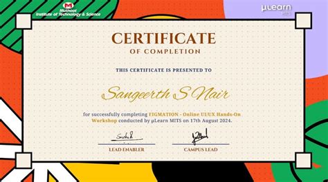 Graduated With A Certificate Of Participation For Uiux Workshop Sangeerth S Nair Posted On