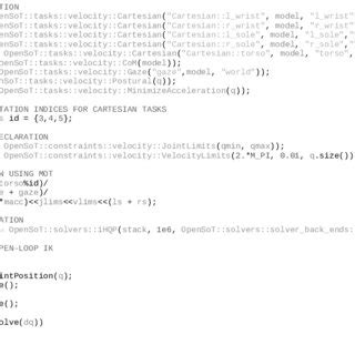C Code Snippet Implementing An Open Loop Velocity Based IK From The Download Scientific