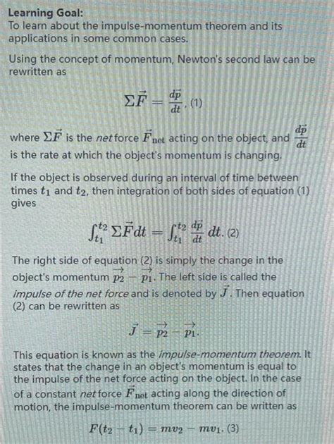 Solved Learning Goal To Learn About The Impulse Momentum Chegg