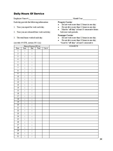 50 Printable Drivers Daily Log Books [templates And Examples]