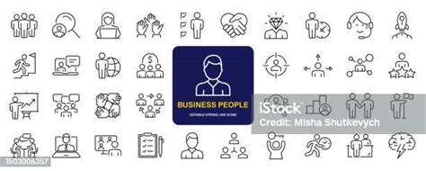 비즈니스 사람들은 선 스타일의 웹 아이콘 세트입니다 웹 및 모바일 앱에 대한 비즈니스 관리 아이콘의 팀워크 비즈니스 미팅 악수 계약 인적 자원 사무 관리 직장 팀 아이콘에