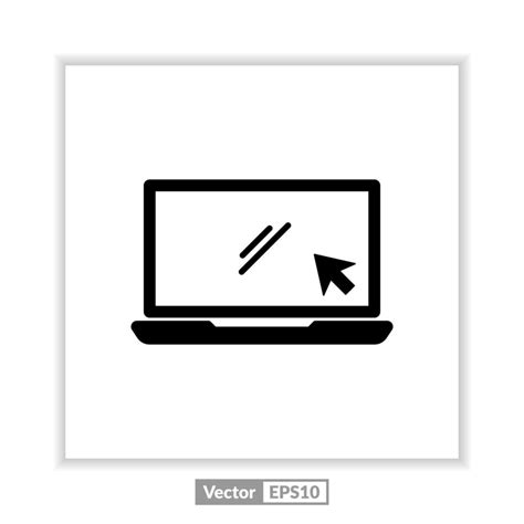 Laptop With Pointer Or Cursor Icon Isolated Notebook Screen Template