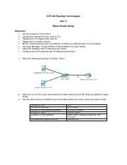 Lab Basic Router Config Pdf CST Routing Technologies Lab Basic Router Setup