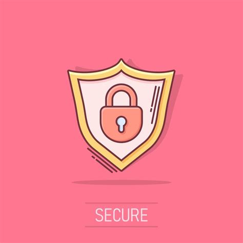 Premium Vector Vector Cartoon Lock With Shield Security Icon In Comic Style Protection
