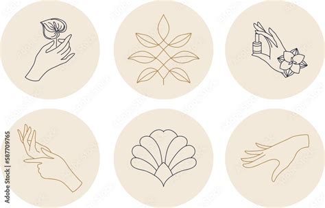 Linear Template Logo Symbols With Luxury Hunds On A Nude Background For Social Networks Stock