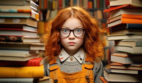 Premium Photo Young Girl With Stack Of Books