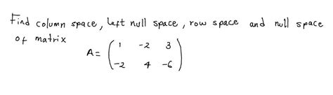 Solved Find Column Space Left Null Space Row Space And