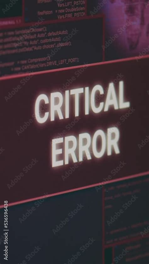 Vertical Video Computer Showing Hacking Alert And Critical Error Message Flashing On Screen