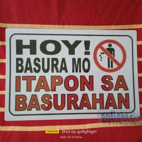 Basura Mo Itaponn Sa Basurahan Signage A4 Size Pvc Hard Plastic Lazada Ph