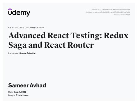 Sameer Avhad On Linkedin Today I Have Completed Advance React Testing Redux Saga And React