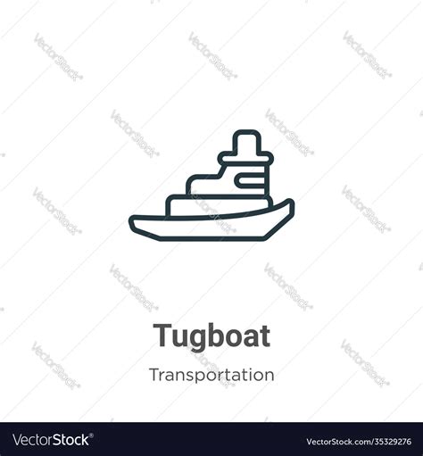 Tugboat Outline Icon Thin Line Black Icon Vector Image