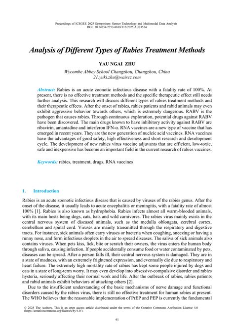 Pdf Analysis Of Different Types Of Rabies Treatment Methods