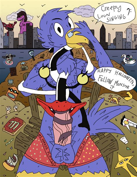 Rule 34 Aaahh Real Monsters Anthro Avian Berdly Bird Bovid Caprine Chair City Cityscape