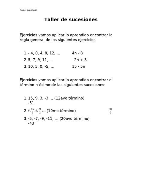 Taller De Sucesiones Pdf