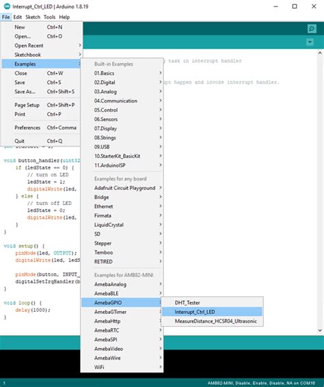 Interrupt Control Led — Ameba Arduino Aiot Documentation V1 1 Documentation