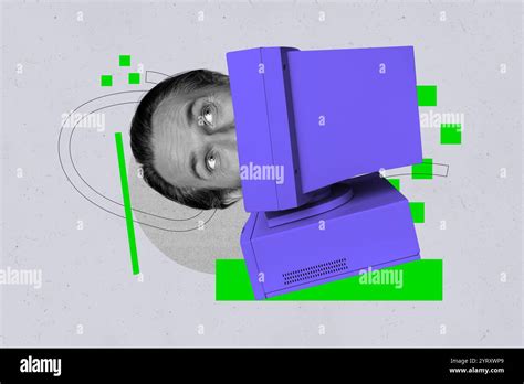 Composite Trend Artwork Sketch Image Photo Collage Of Obsolete Computer