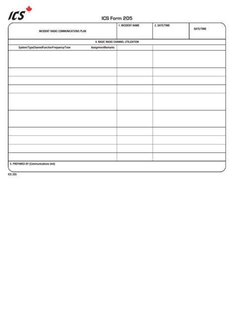 Fillable Ics Form 205 Incident Command System Printable Pdf Download