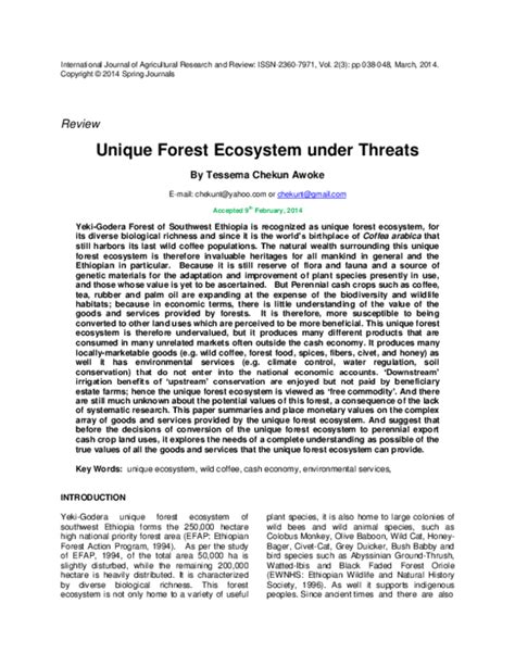 Pdf Unique Forest Ecosystem Under Threats