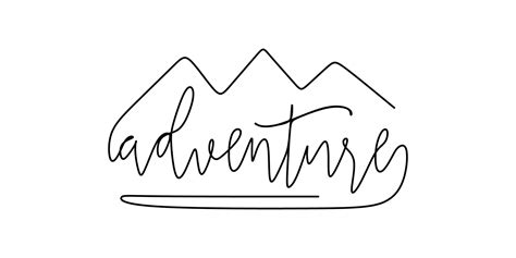 One Continuous Line Drawing Typography Line Art Of Adventure Word