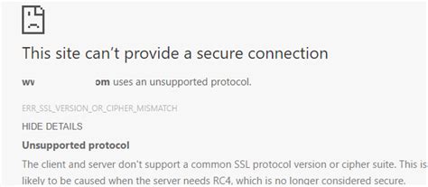 SSL Error This Site Cant Provide A Secure Connection In Chrome Opera