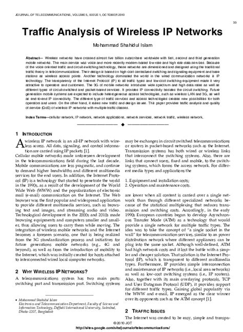 Pdf Traffic Analysis Of Wireless Ip Networks