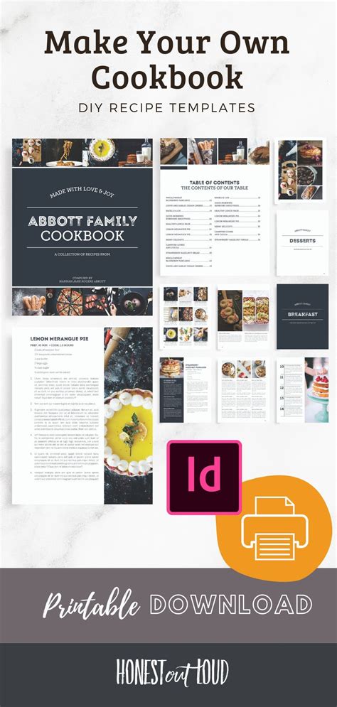 Cookbook Recipe Template For Adobe Indesign Instant Printable Download