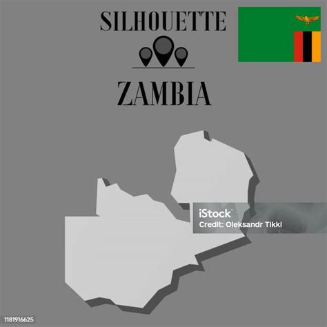 아프리카 잠비아 개요 세계지도 윤곽 실루엣 벡터 일러스트 레이션 배경에 고립 된 창조적 인 디자인 국가 플래그 개체 요소 국가 설정에서 기호 가정 생활에 대한 스톡 벡터
