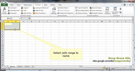 Ms Excel 2010 How To Define Named Range Of Cells Youtube