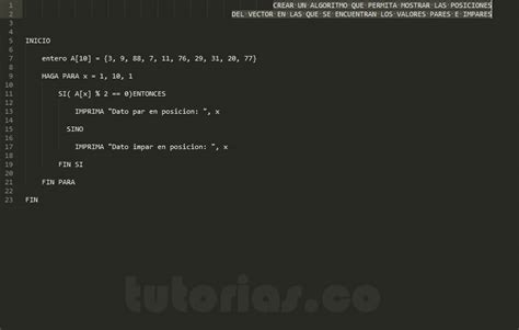 Arreglos Pseudocodigo Posiciones Vector De Los Datos Pares E Impares