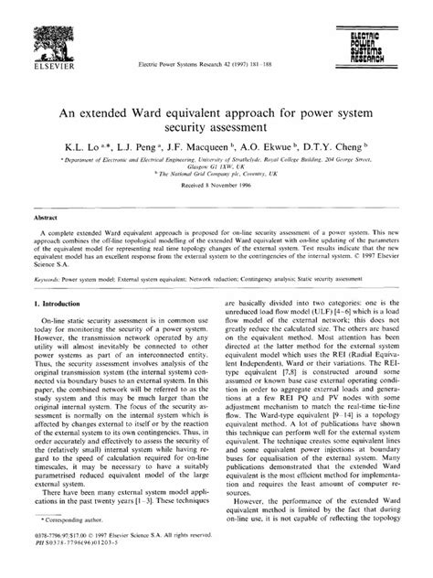 1996 an extended ward equivalent approach for power system security assessment elsv pdf pdf