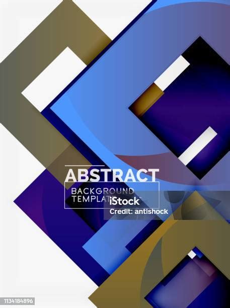 여러 가지 빛깔의 정사각형 구성으로 기하학적 최소한의 추상적인 배경 0명에 대한 스톡 벡터 아트 및 기타 이미지 0명 구도 디자인 Istock