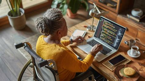 Woman Programming In Wheelchair Ai Generated Stock Image Image Of