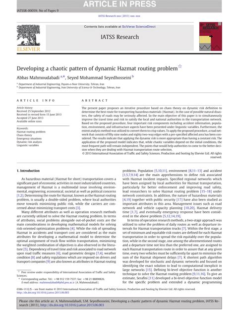 pdf developing a chaotic pattern of dynamic hazmat routing problem