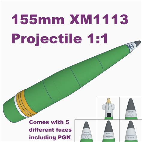 🚀 155mm Xm1113 Extended Range Rocket Assisted Projectile 1 1・ 3d File For ・cults