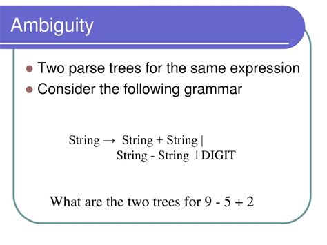 ppt parse trees and ambiguity in cs syntax analysis guide