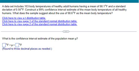 Solved A Data Set Includes 103 Body Temperatures Of Healthy