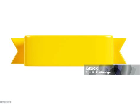 노란색 리본 배너 3d 렌더링 제목 기호 또는 광고 메시지에 대한 광택 텍스트 상자의 그림입니다 0명에 대한 스톡 사진 및 기타 이미지 Istock