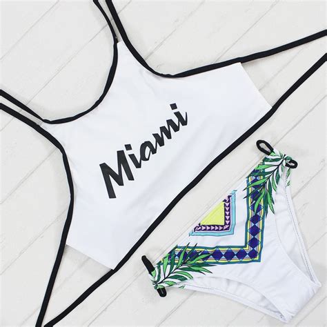 Miami Print Bikinis 2017 Sexy Swimwear Low Waist Swimsuit For Women