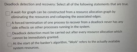 solved deadlock detection and recovery select all of the