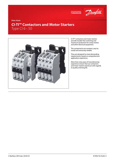 Danfoss Ci Ti Contactors And Motor Starters Type Ci 6 50 Data Sheet