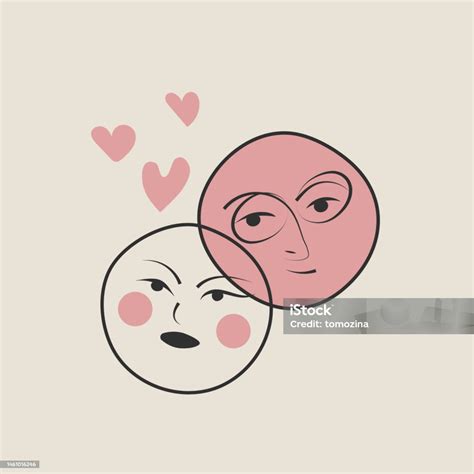 사랑에 빠진 두 캐릭터 남자와 여자의 재미있는 벡터 얼굴 2 3 살에 대한 스톡 벡터 아트 및 기타 이미지 2 3 살 2명 결혼식 Istock