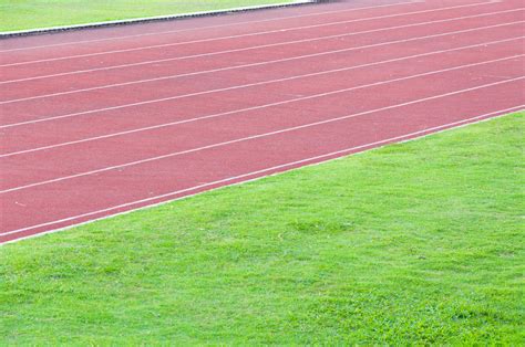 Running Track And Green Grassdirect Athletics Running Track At Sport