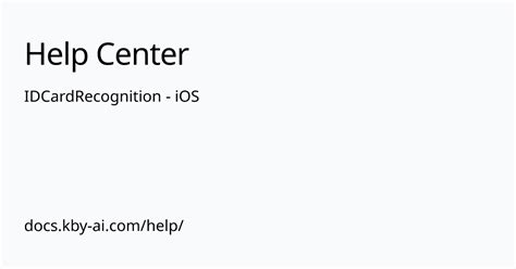 Idcardrecognition Ios Help Center